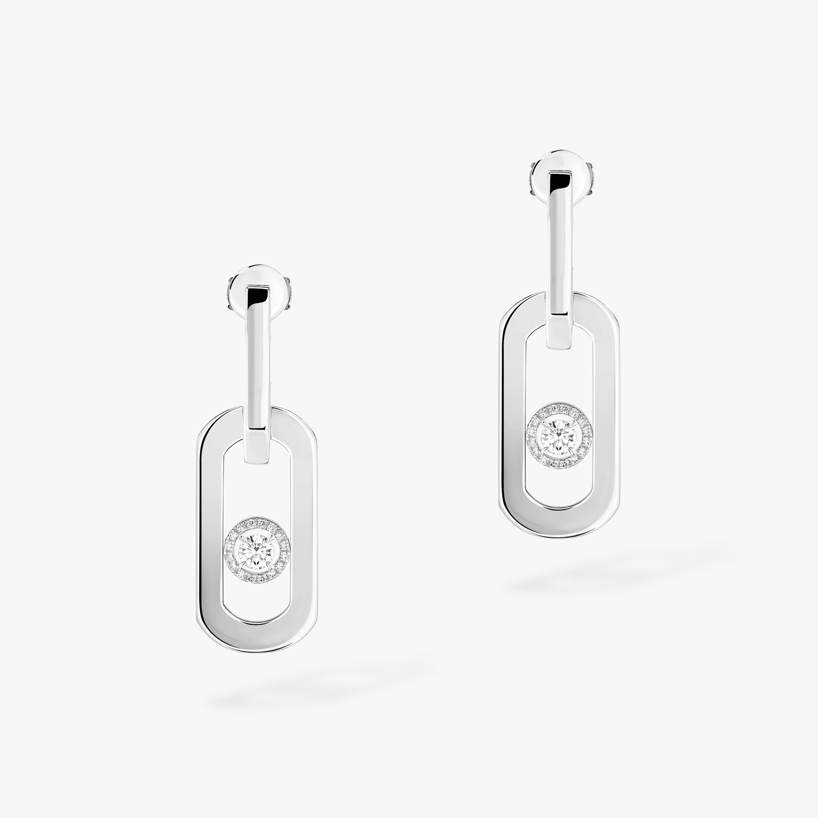 So Move XL Diamond Pendant Earrings in White Gold | Messika 13132-WG