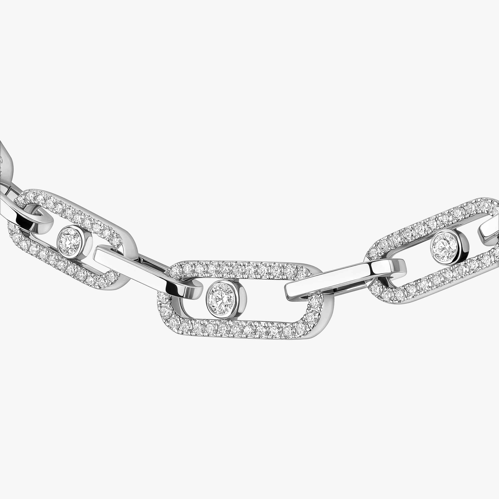 Move Link Diamond Pavé Necklace in White Gold | Messika 14042-WG
