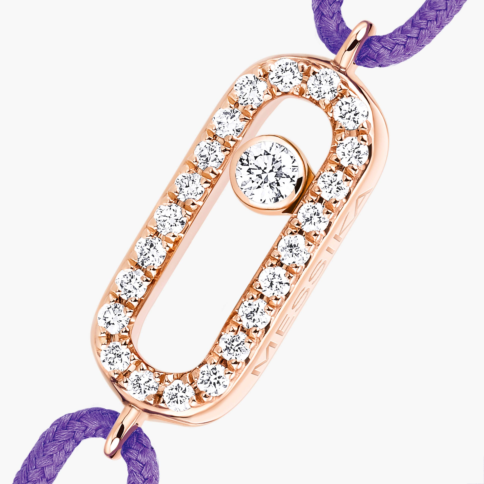 Bracelet Diamant Cordon Violet en Or Rose Move Uno | Messika 13210-PG