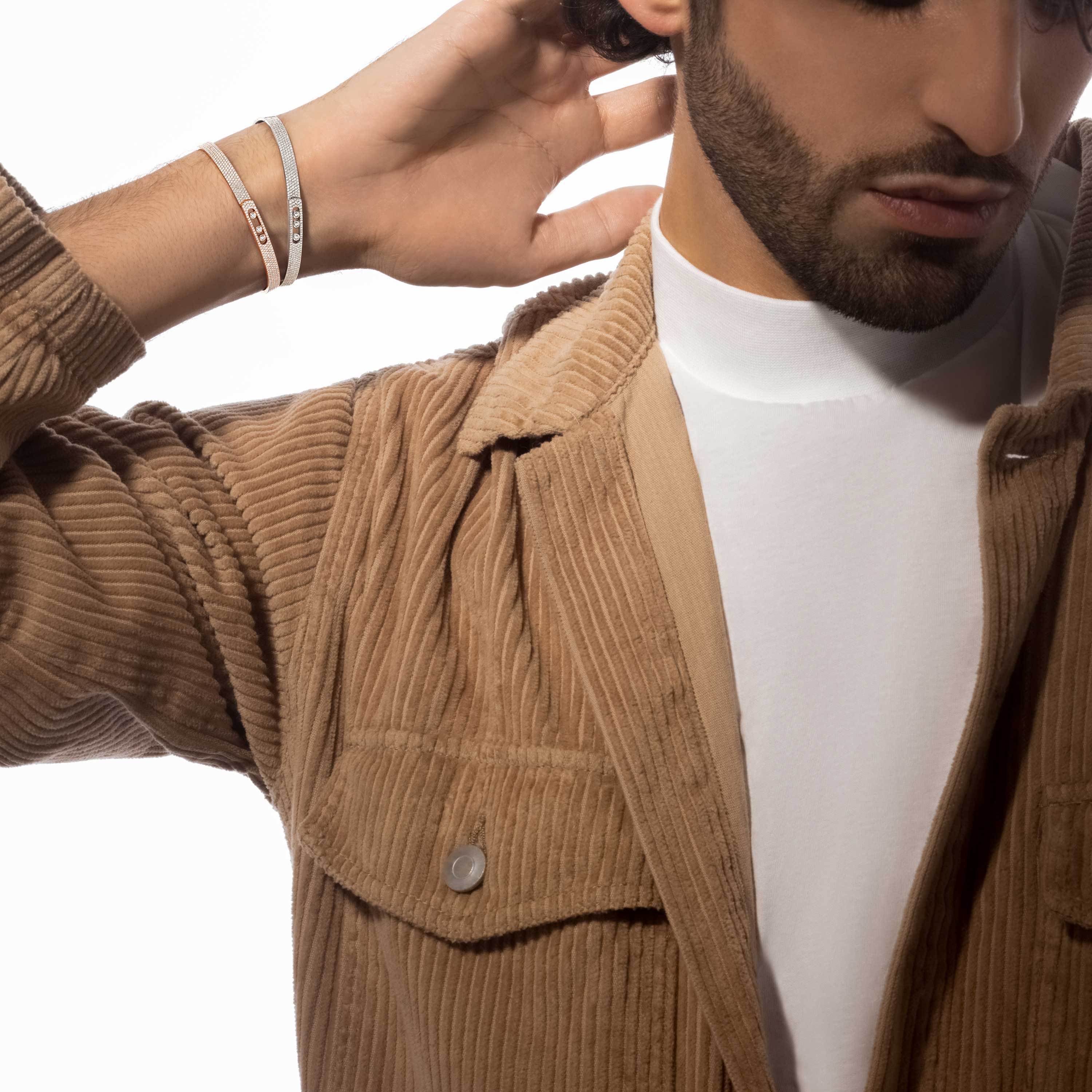 Move Noa Full Pavé Diamond Bangle Bracelet in White Gold | Messika 12721-WG