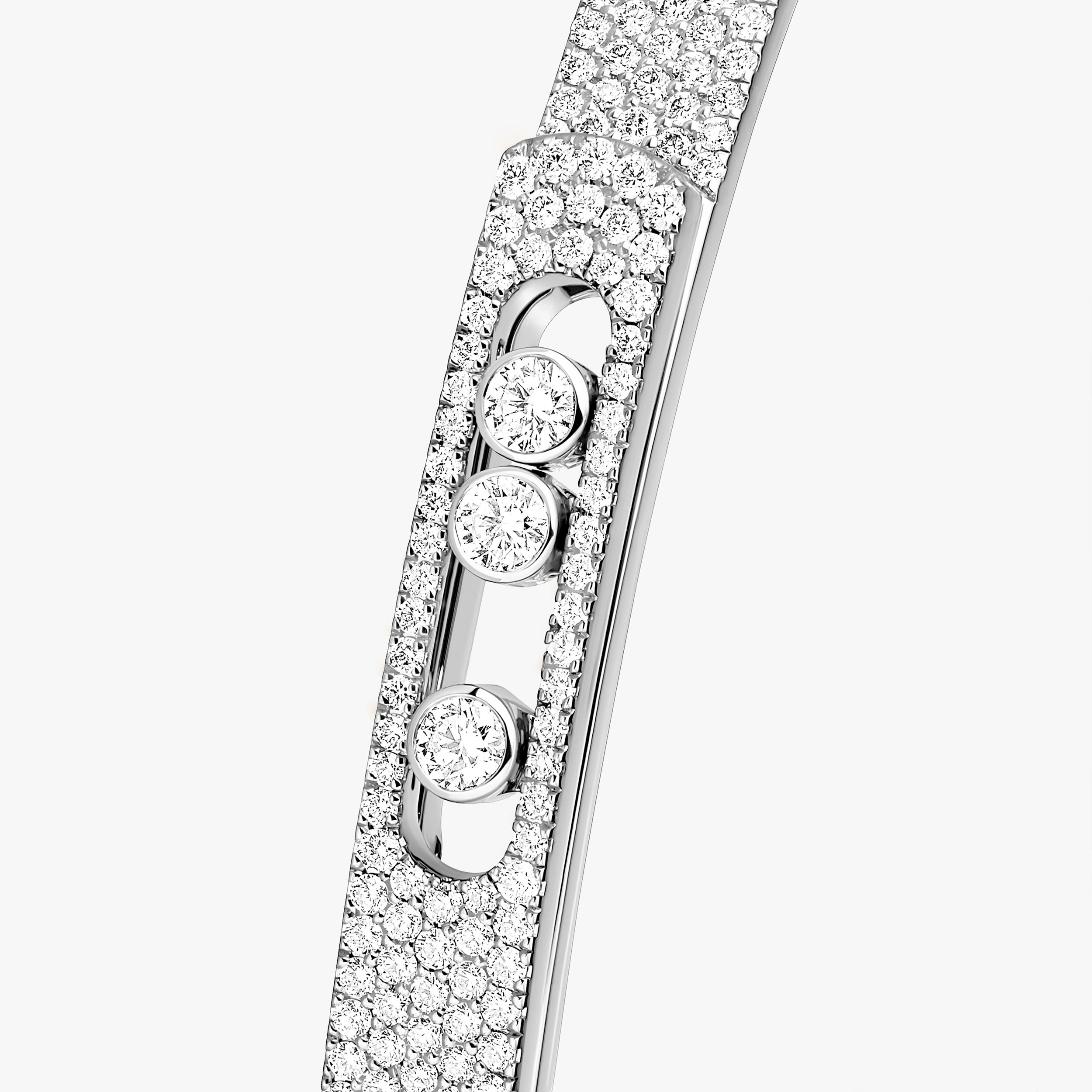 Move Noa Full Pavé Diamond Bangle Bracelet in White Gold | Messika 12721-WG