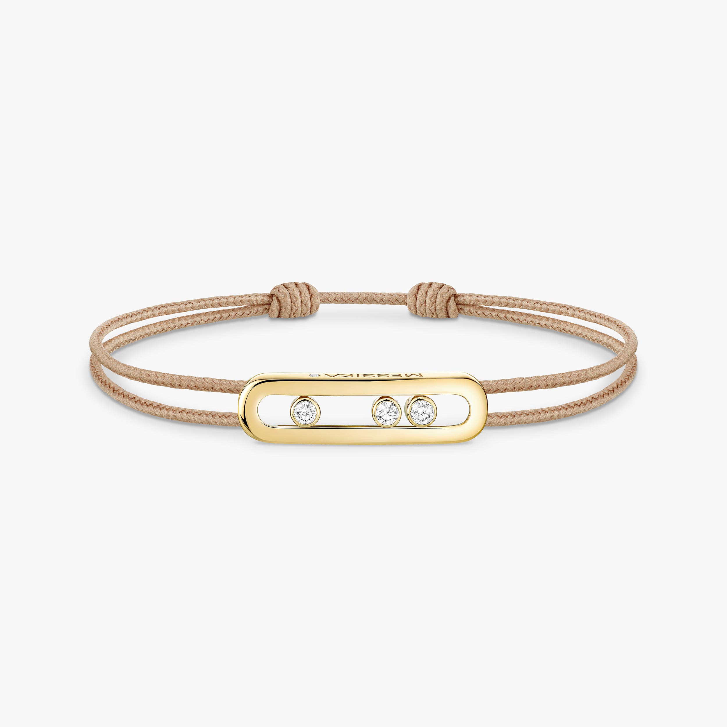 MESSIKA CARE(s) Diamond Beige Cord Bracelet in Yellow Gold | Messika ...