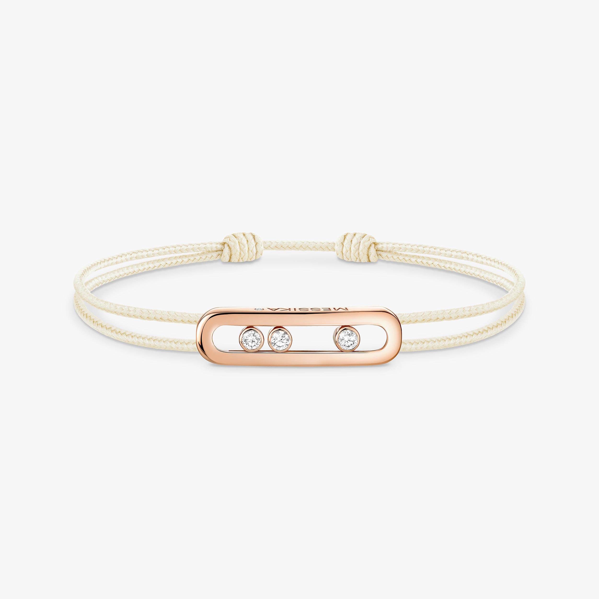 MESSIKA CARE(s) Cream Cord and Pink Gold Diamond Bracelet | Messika 14098-PG