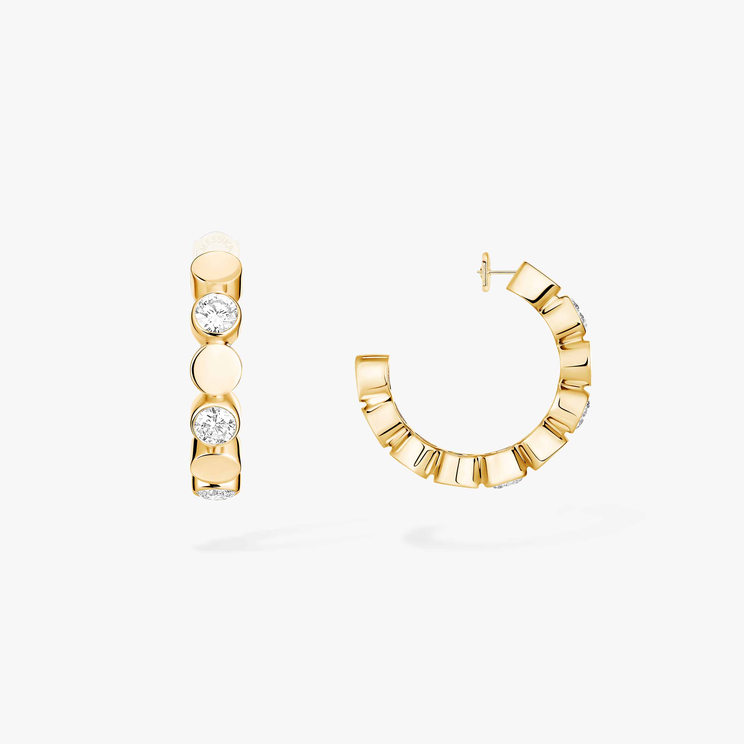 D-Vibes Diamond Mini Hoop Earrings in Yellow Gold | Messika 13450-YG