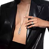 White Gold Diamond Long Necklace Move 10Th Messika 07228 WG