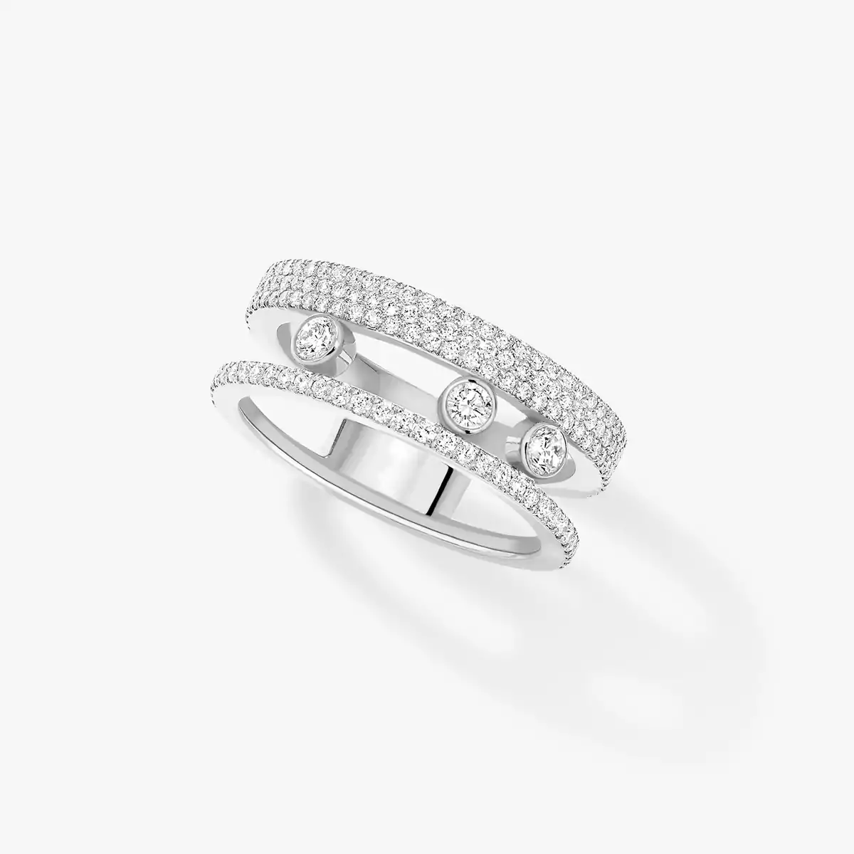 White Gold Diamond Pavé Ring Move Romane | Messika 07128-WG