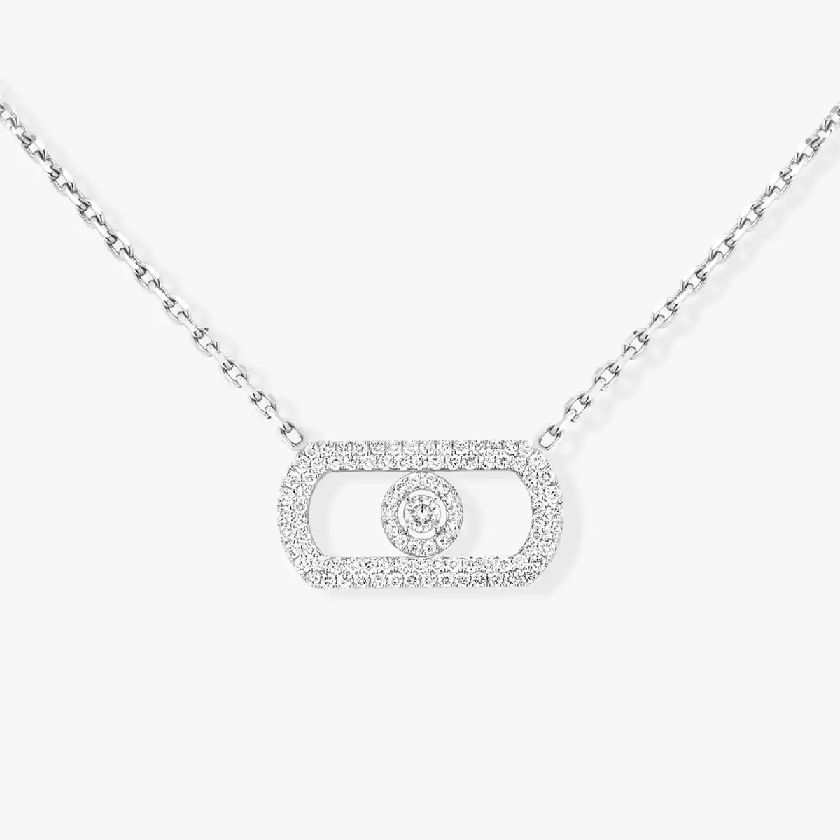 So Move Pavé-Set Diamond Necklace in White Gold | Messika 12945-WG