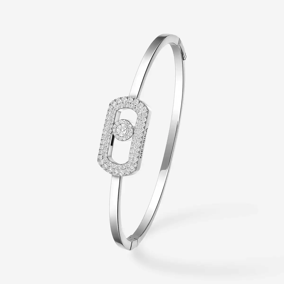 So Move Diamond Pavé Bangle in White Gold | Messika 13428-WG