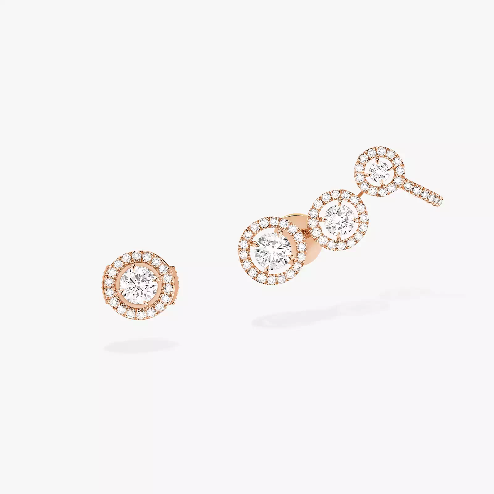 Pink Gold Diamond Trio Earrings Joy | Messika 07143-PG