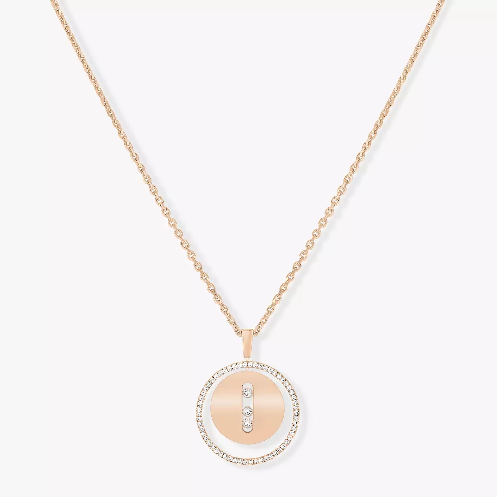Pink Gold Diamond Necklace Lucky Move Messika 07394 PG